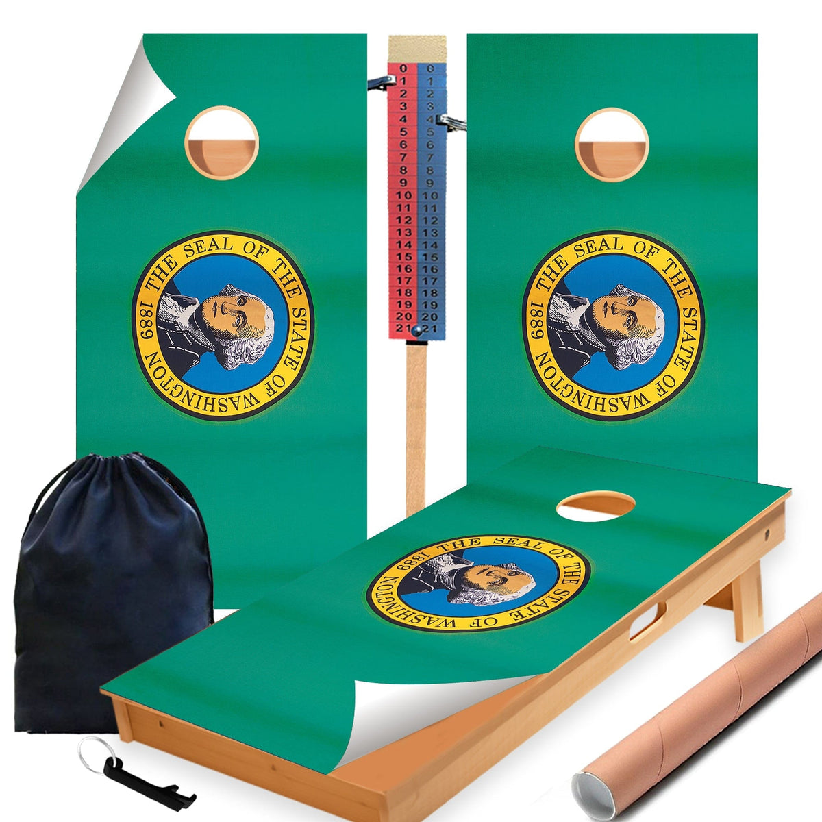 Washington Classic State Flag Cornhole Boards Wraps (Set of 2 ...
