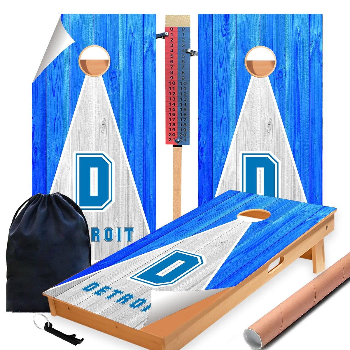 Detroit Football Cornhole Boards Wraps (Set of 2) — CornholeBags.com