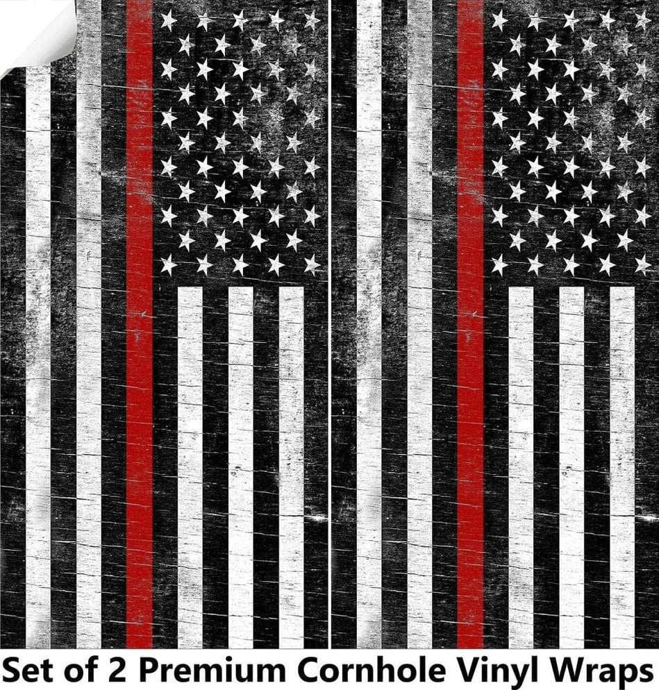 Rustic Red Line Cornhole Boards Wraps (Set of 2) — CornholeBags.com