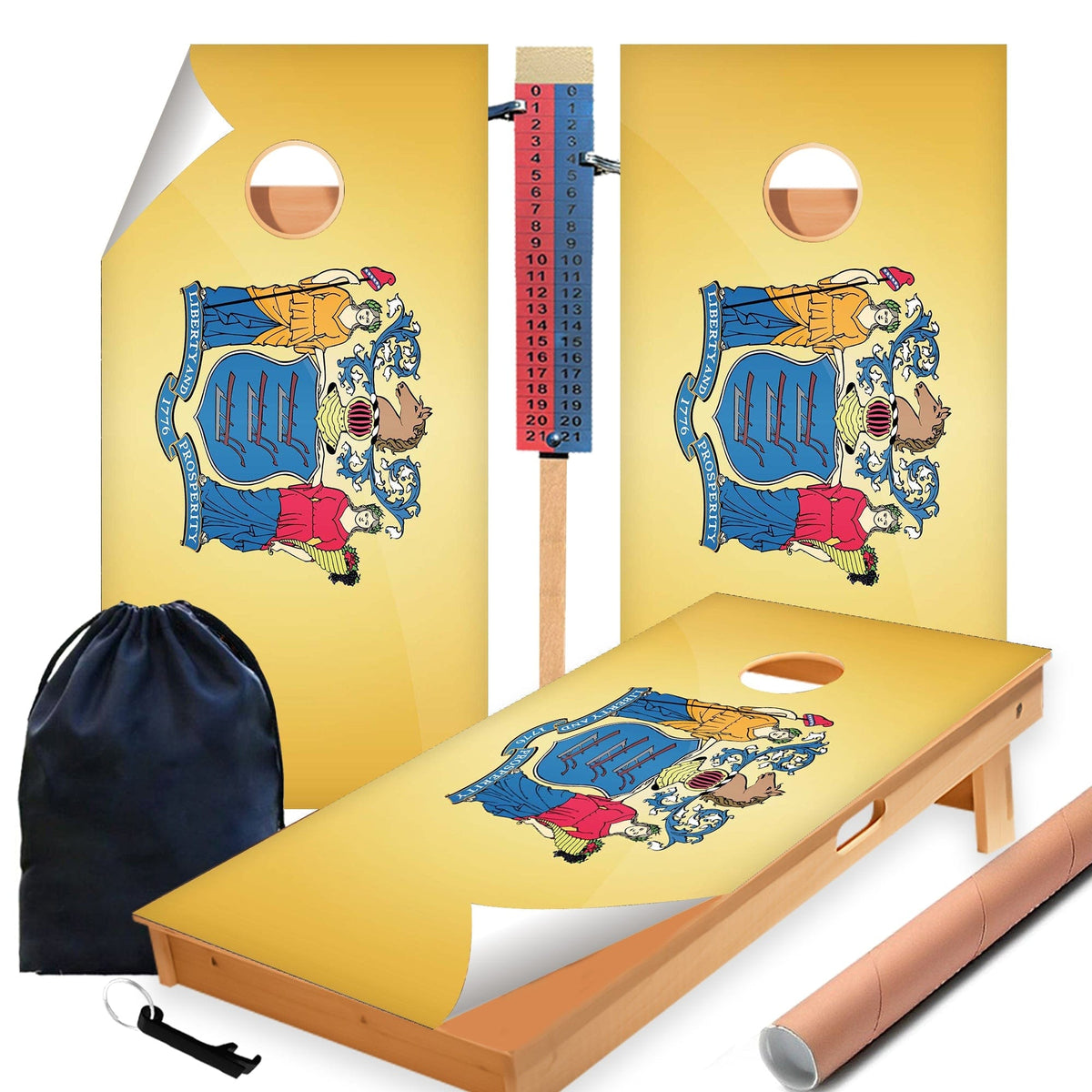 New Jersey Classic State Flag Cornhole Boards Wraps (Set of 2 ...