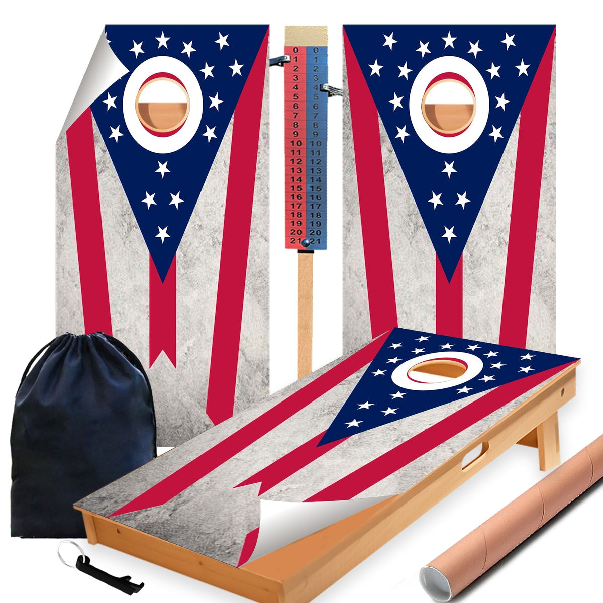 Ohio Classic State Flag Cornhole Boards Wraps (Set of 2) — CornholeBags.com