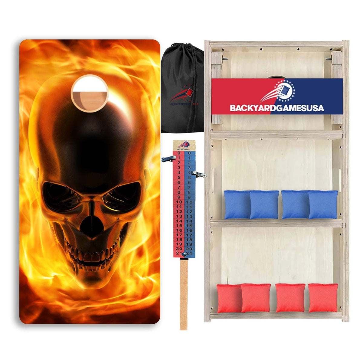 Alien Flame Skull Professional Cornhole Boards — CornholeBags.com