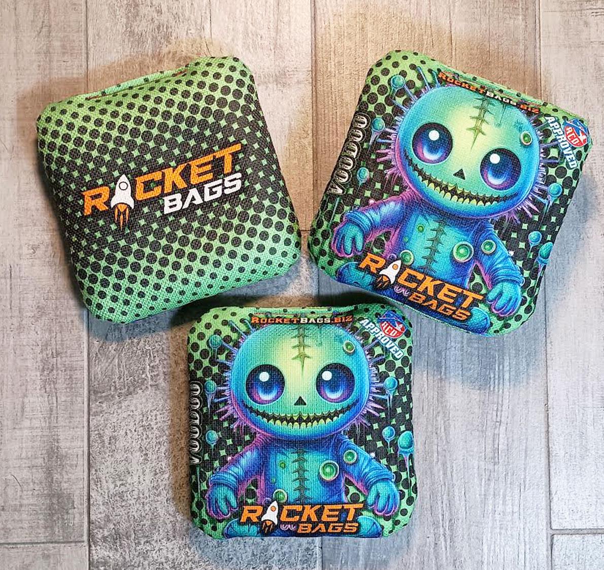 Green VooDoo Doll Cornhole Bags ACO Approved Season 20 — CornholeBags.com
