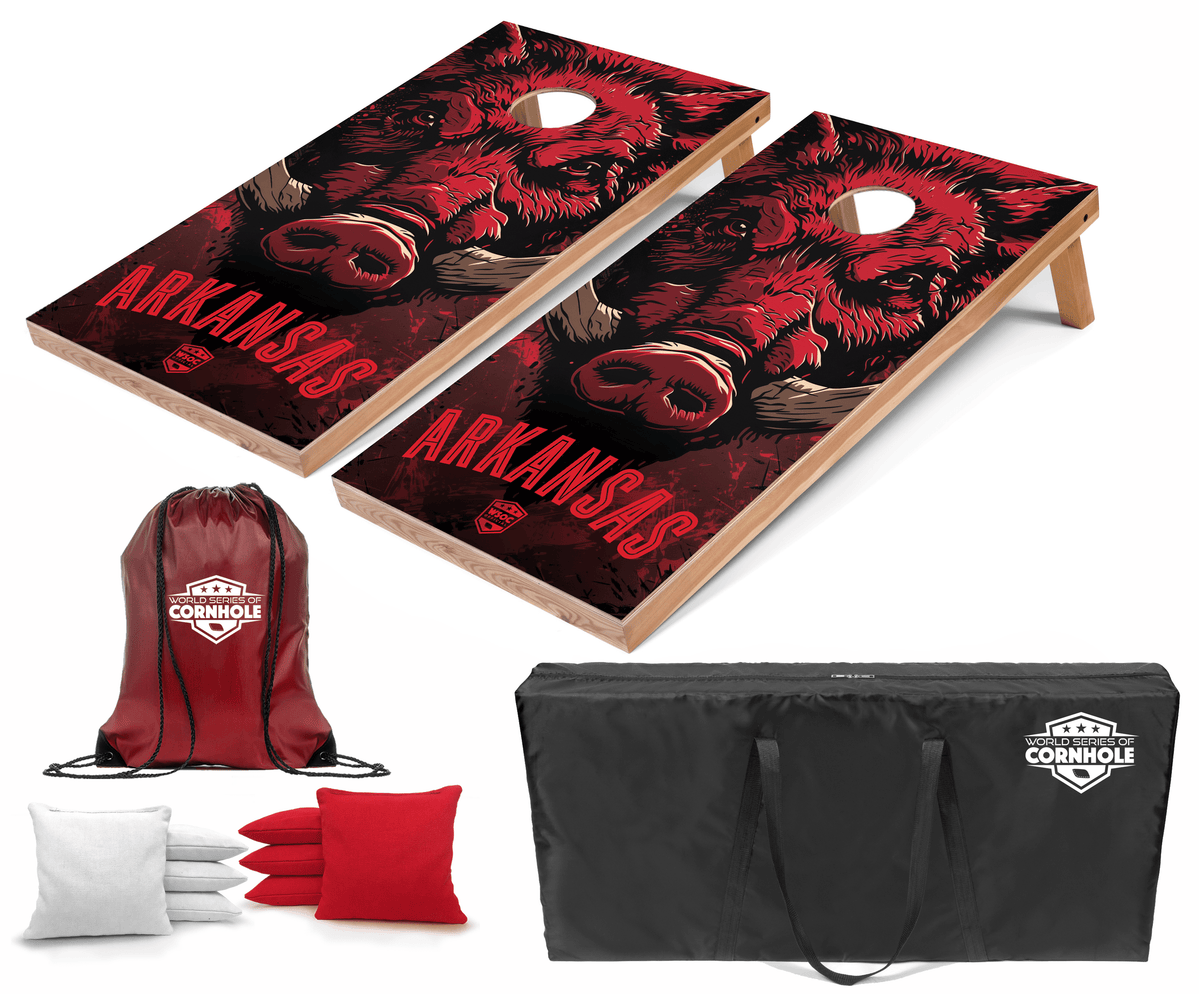 World Series of Cornhole Recreational Cornhole Set - Arkansas Razorbac — CornholeBags.com