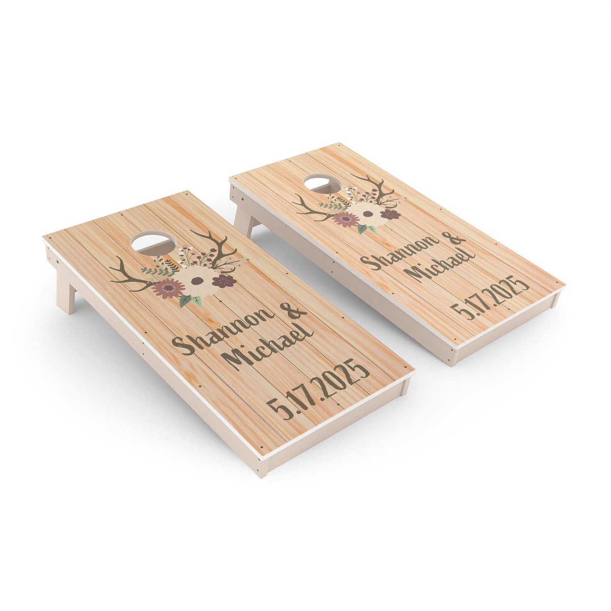 Wedding Antlers Custom Cornhole Boards - All Weather — CornholeBags.com